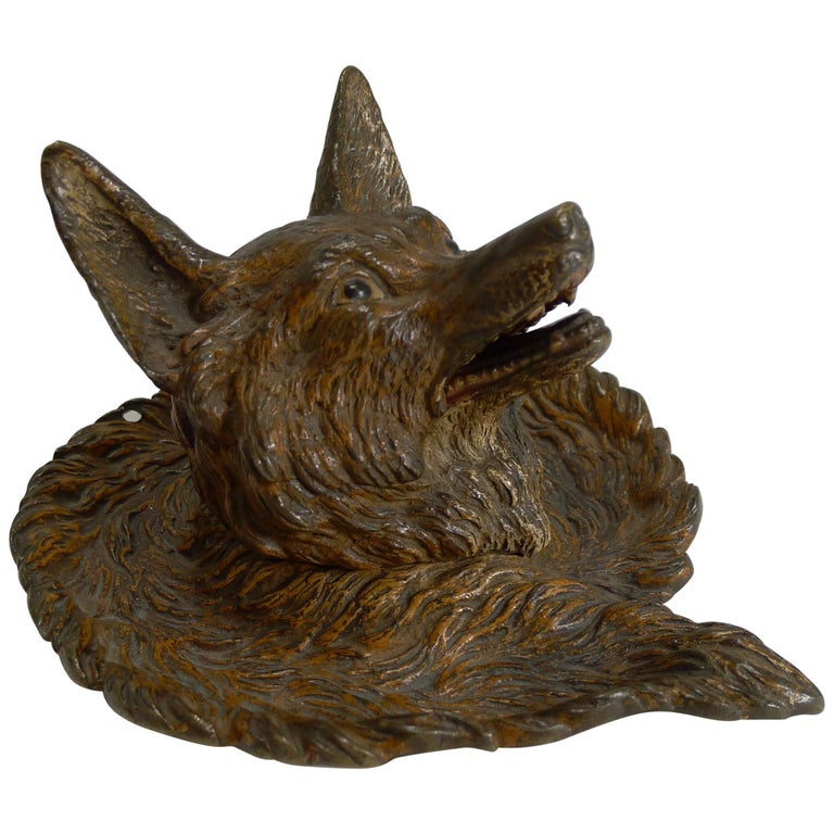 Magnificent Antique Cold Painted Vienna Bronze Inkwell, Fox, circa 1900 ...