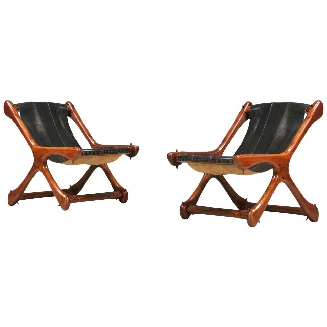 Don S. Shoemaker "Sloucher" Rosewood and Leather Sling Chairs for Señal ...