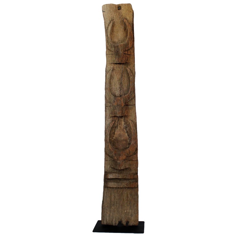 Monumental Morung Carving with Three Mithun Head Decoration at 1stDibs ...