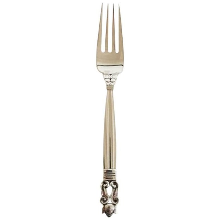 Georg Jensen Sterling Silver Acorn Luncheon Fork No 022 For Sale at 1stDibs