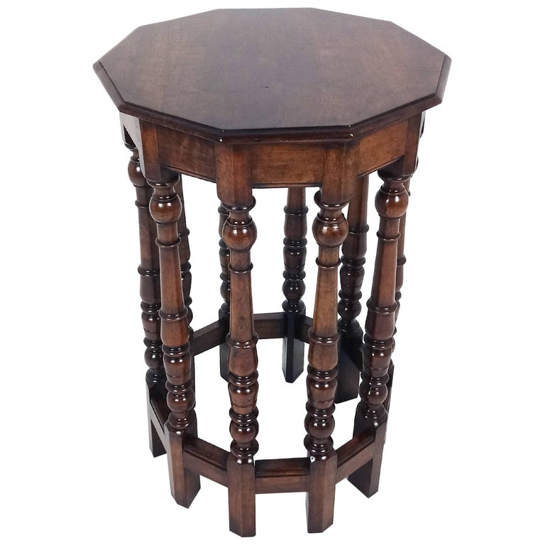 19th Century French Ten-Sided Walnut Side Table at 1stDibs