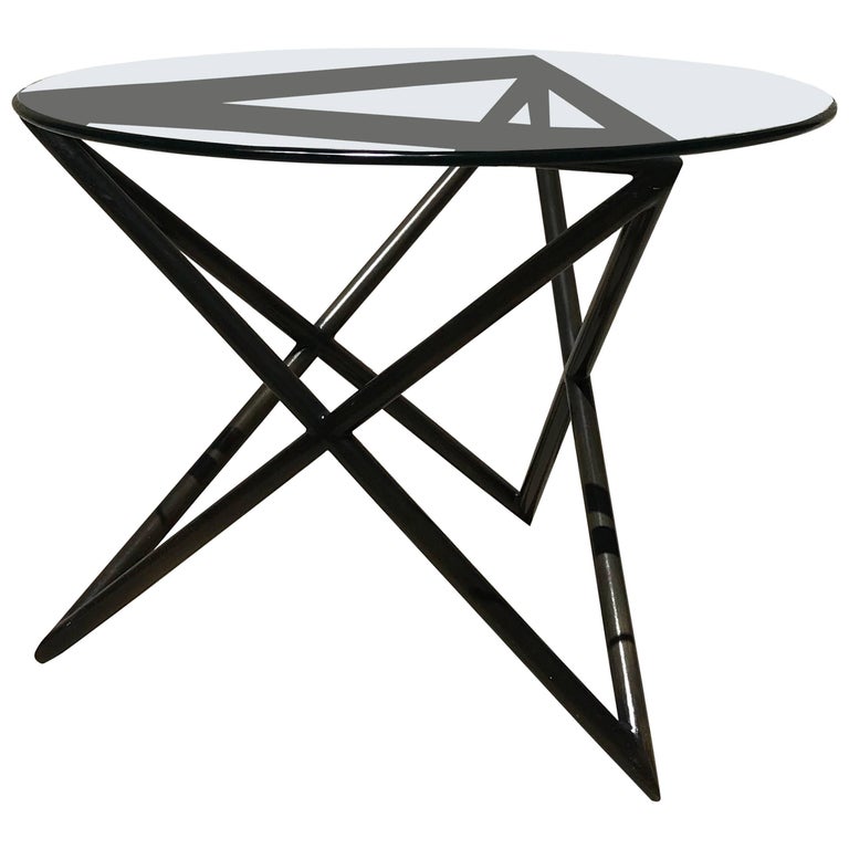 Steve Chase Modern Abstract Bronze and Glass Round Side Table For Sale ...