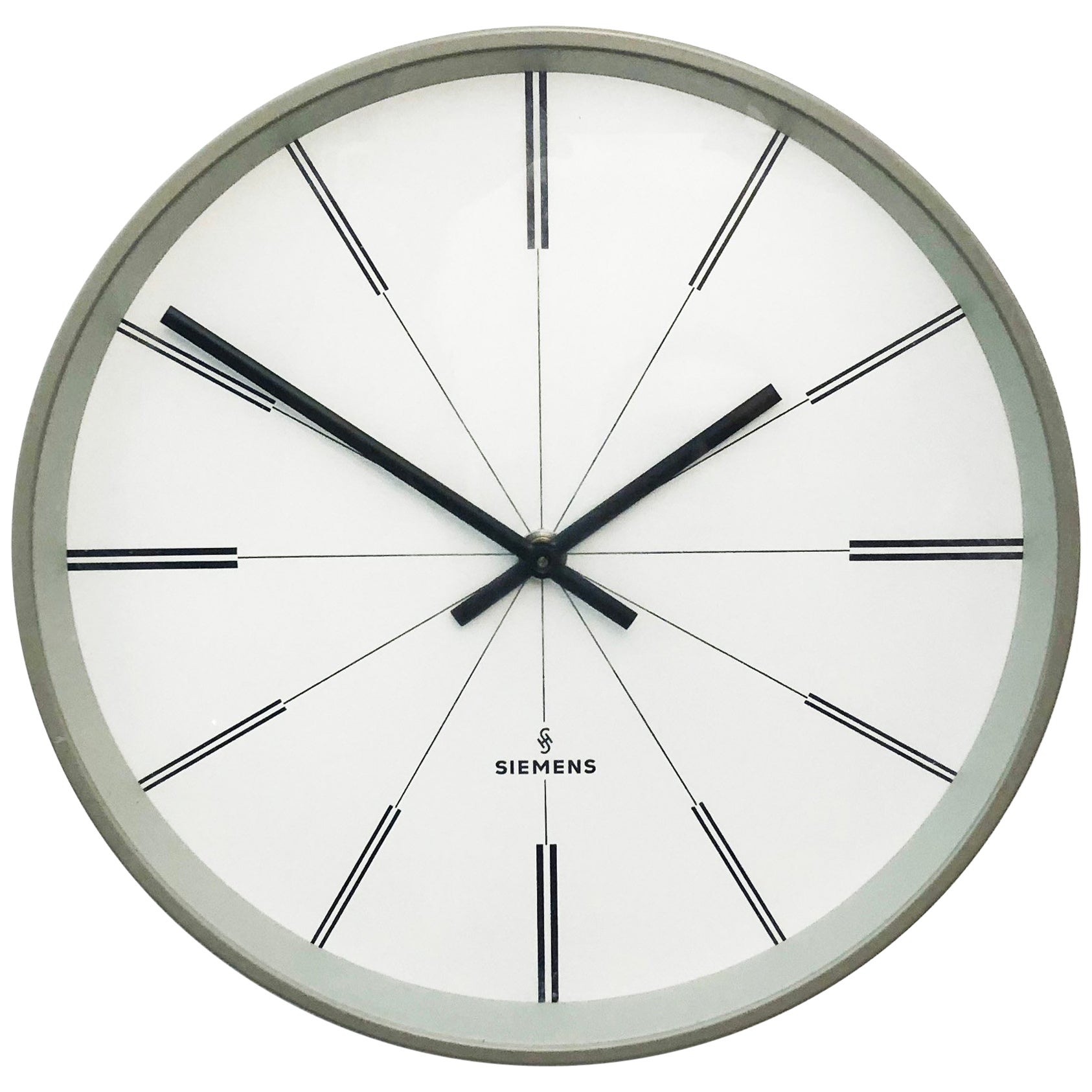 Large Factory or Workshop Wall Clock Attributed to Siemens at 1stDibs