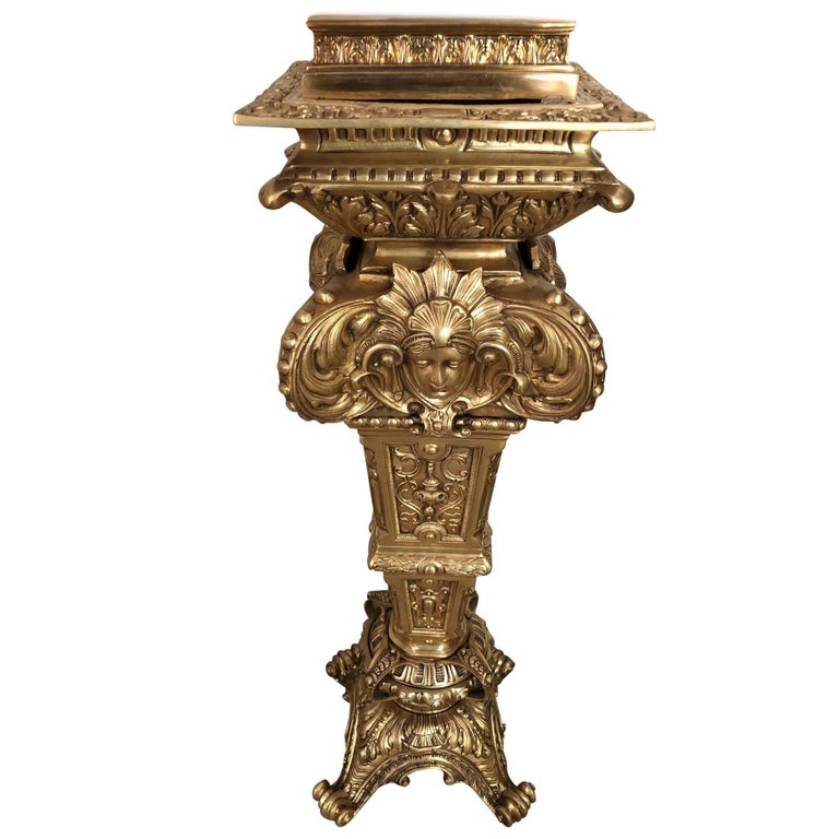 20th Century Massive Finely Engraved Bronze Pillar or Column, Gold For ...