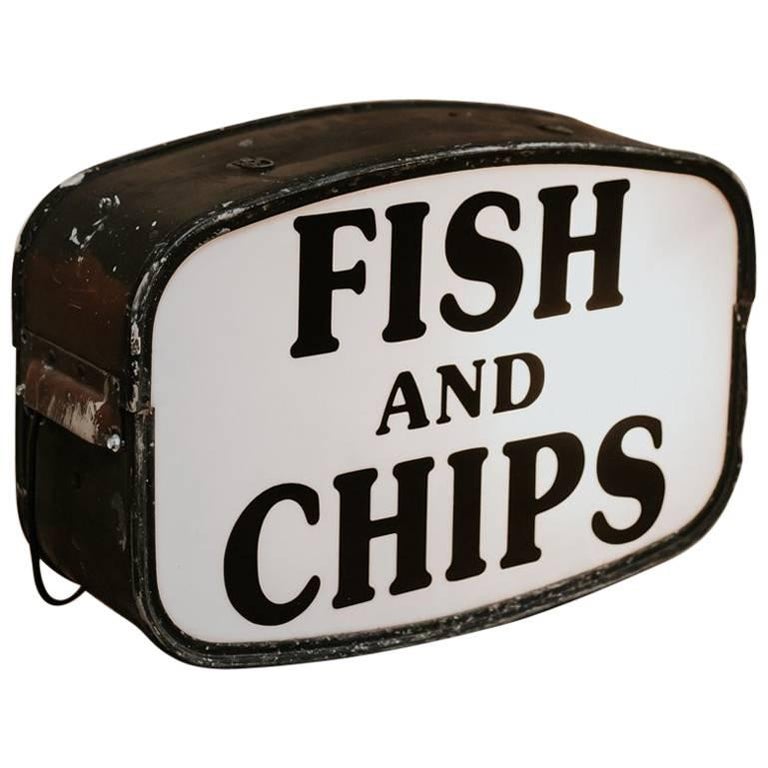1970s Vintage Double-Sided "Fish and Chips" Shop Sign, Signed Cowling ...