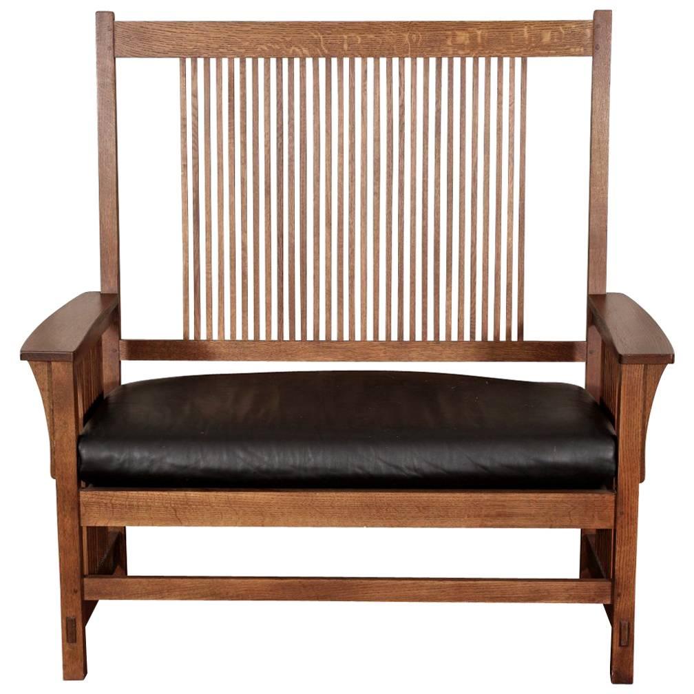 Stickley Tall Back Settee at 1stDibs