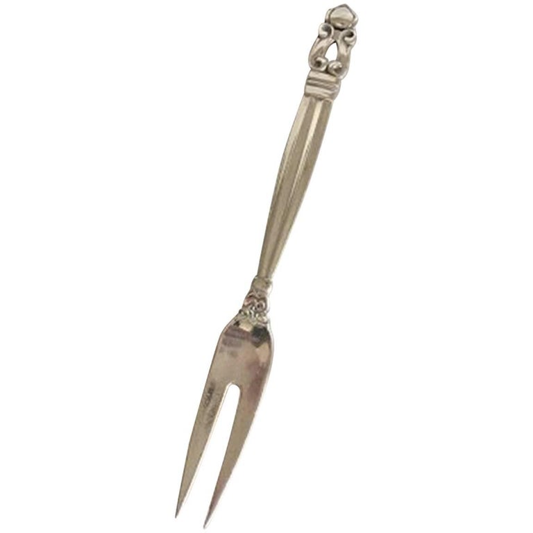 Georg Jensen Sterling Silver Acorn Lemon Fork No 146 For Sale at 1stDibs