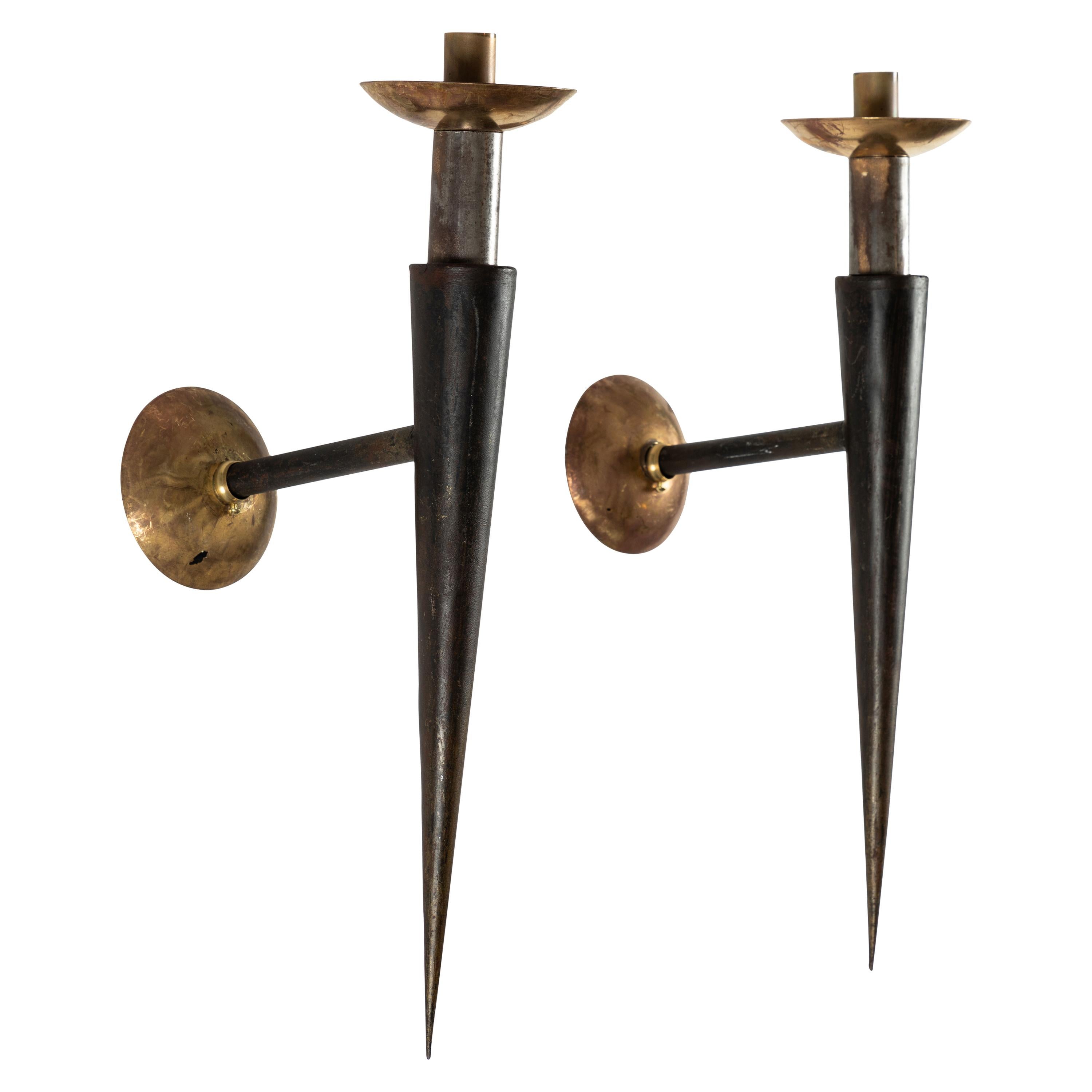 Pair of Torchiere Wall Sconces at 1stDibs