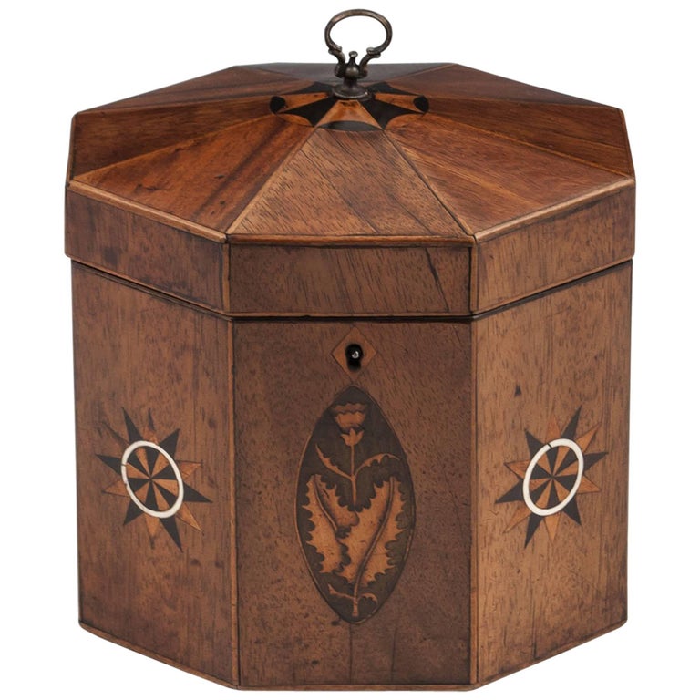 Antique George III Octagonal Tented Top Tea Caddy, 18th Century at 1stDibs