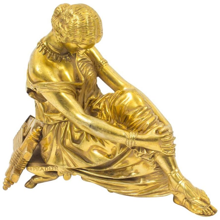 French Gilt Bronze Sculpture of the Seated Poet Sappho, J. Pradier ...