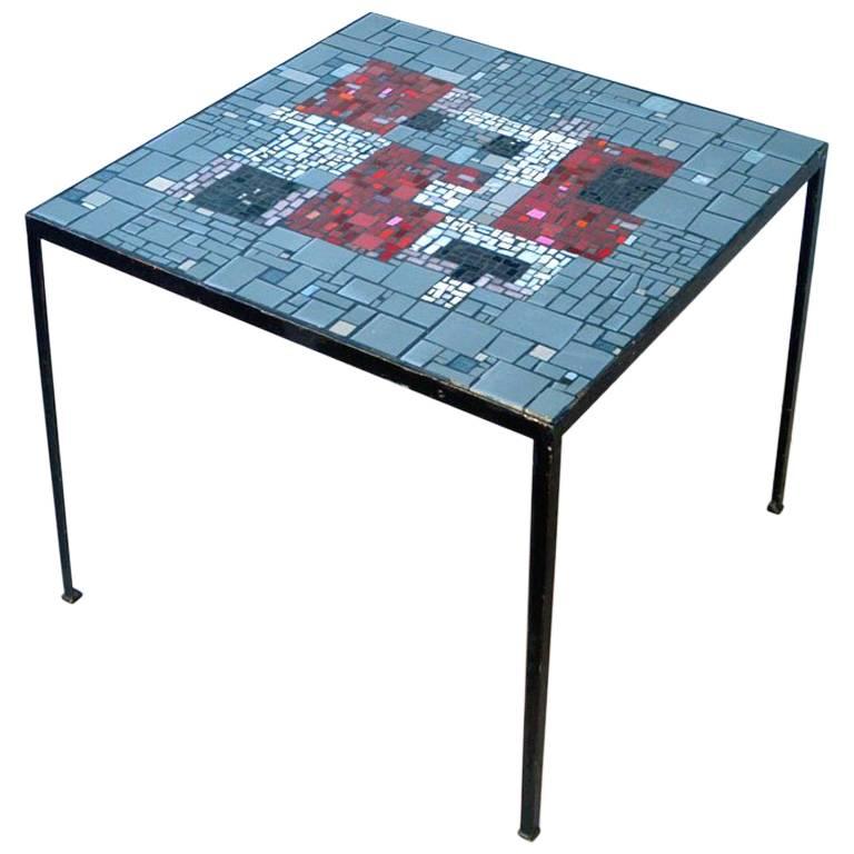 1960s Square Mosaic Side Table with Vibrant Red Glass at 1stDibs ...