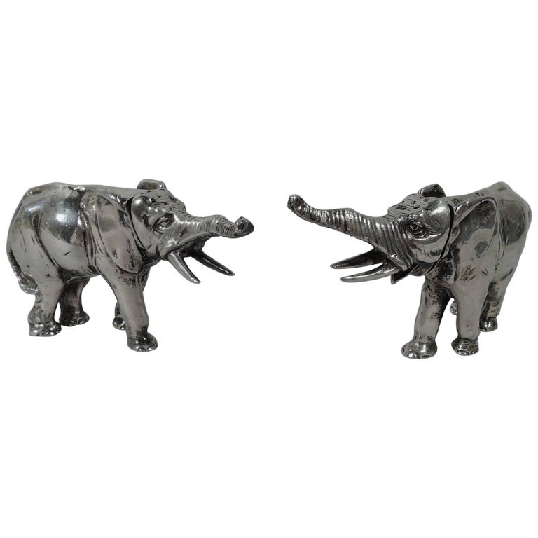 Pair of Antique German Silver Elephant Salt and Pepper Shakers For Sale ...