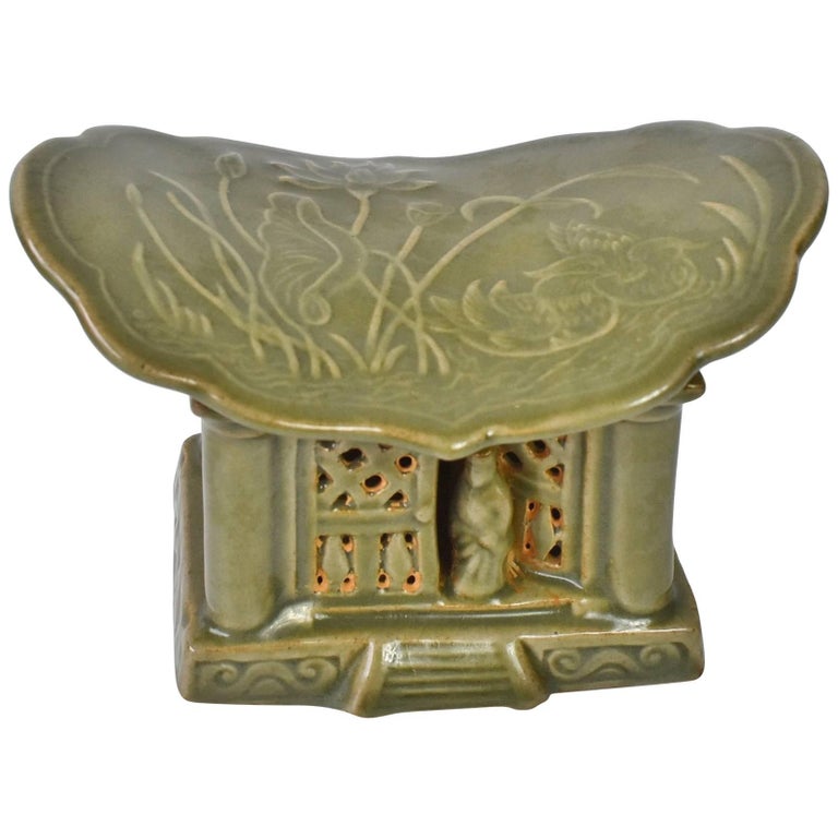 Celadon Pillow, House Model, Song Dynasty Style Long Quan Kiln at 1stDibs