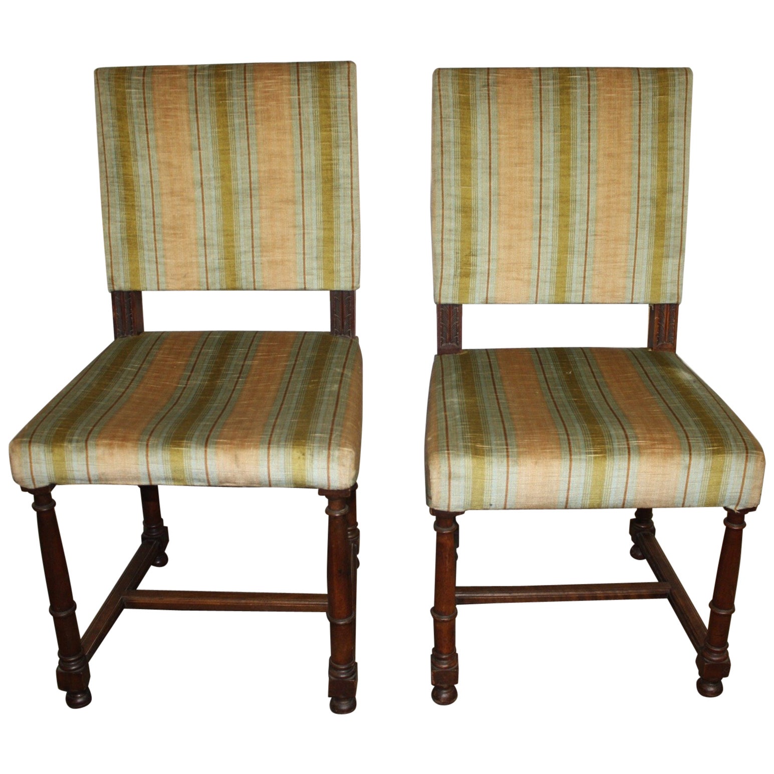 19th Century French Pair of Cathedral Chairs, Antique Walnut Side ...