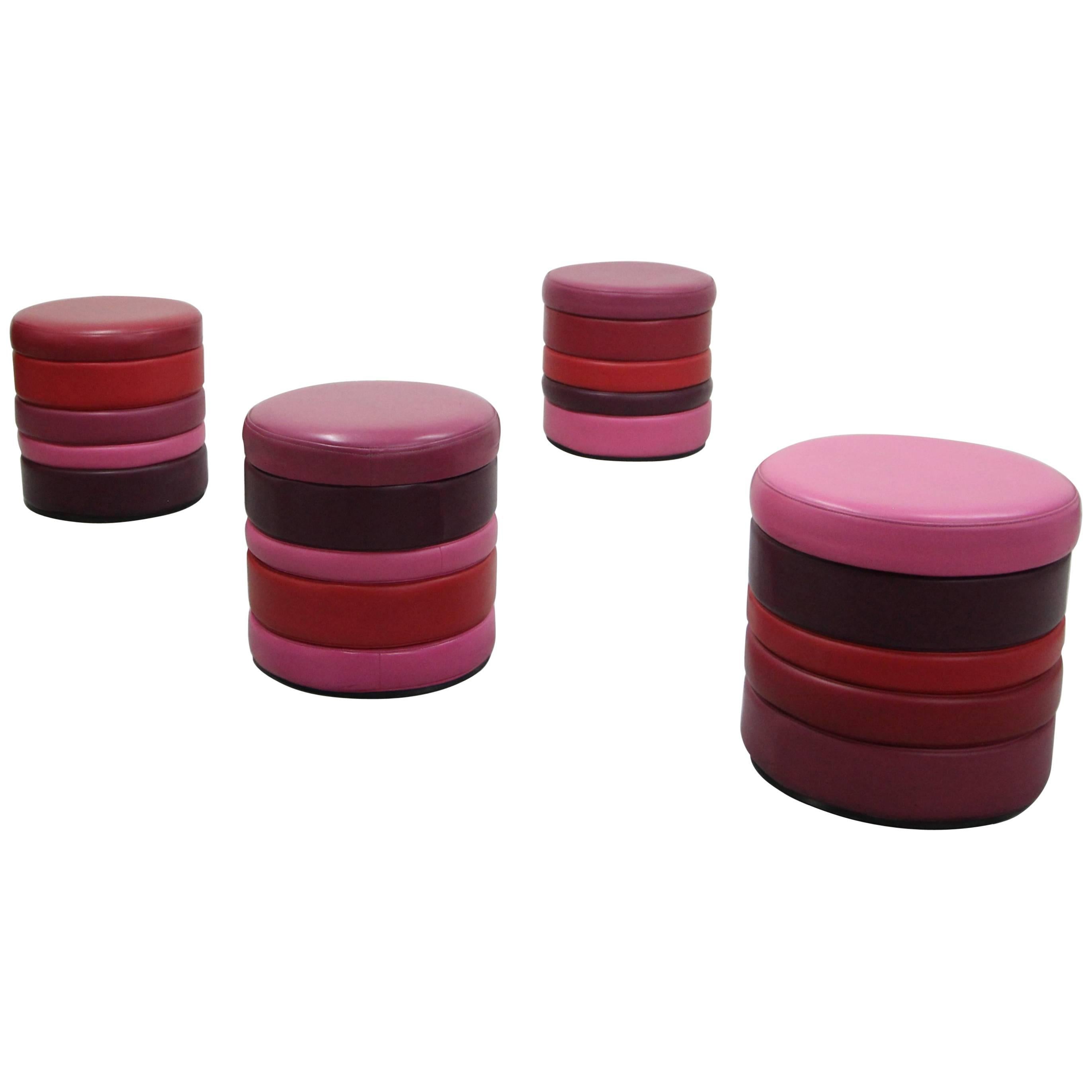 Vintage Stacked Multi-Color Colorful Stools or Ottomans For Sale at ...