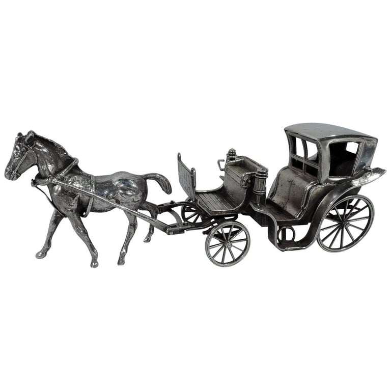 Antique Sterling Silver Horse-Drawn Brougham Carriage For Sale at ...