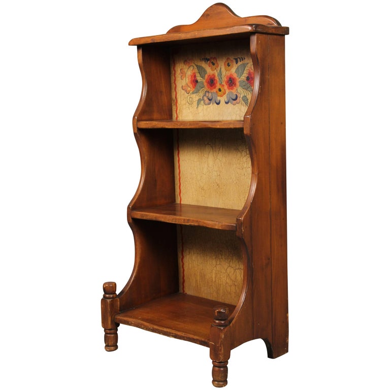 Rancho Monterey Bookcase with Vibrant Floral Painting at 1stDibs