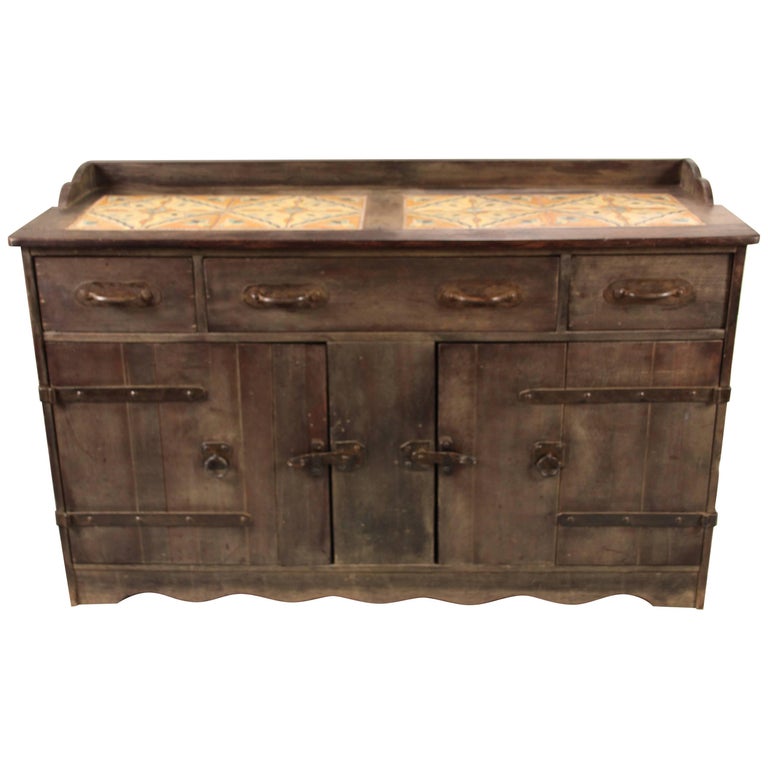 Spanish Revival California Rare Old Wood Monterey Sideboard with 12 ...
