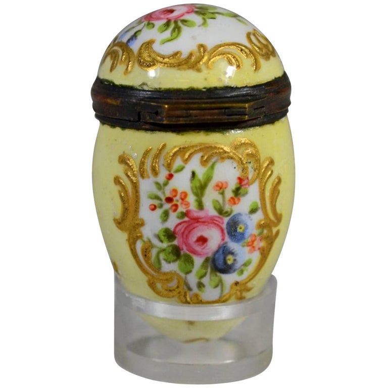 Battersea Bilston English Yellow-Ground Box in Form of an Egg, circa ...