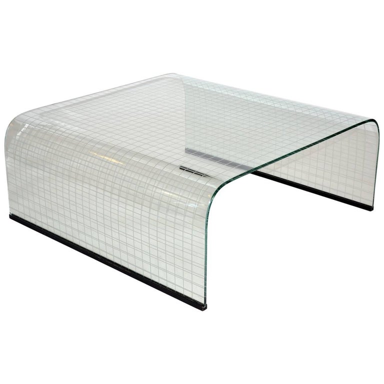 Coffee Table in Curved Plate Glass by Fiam at 1stDibs