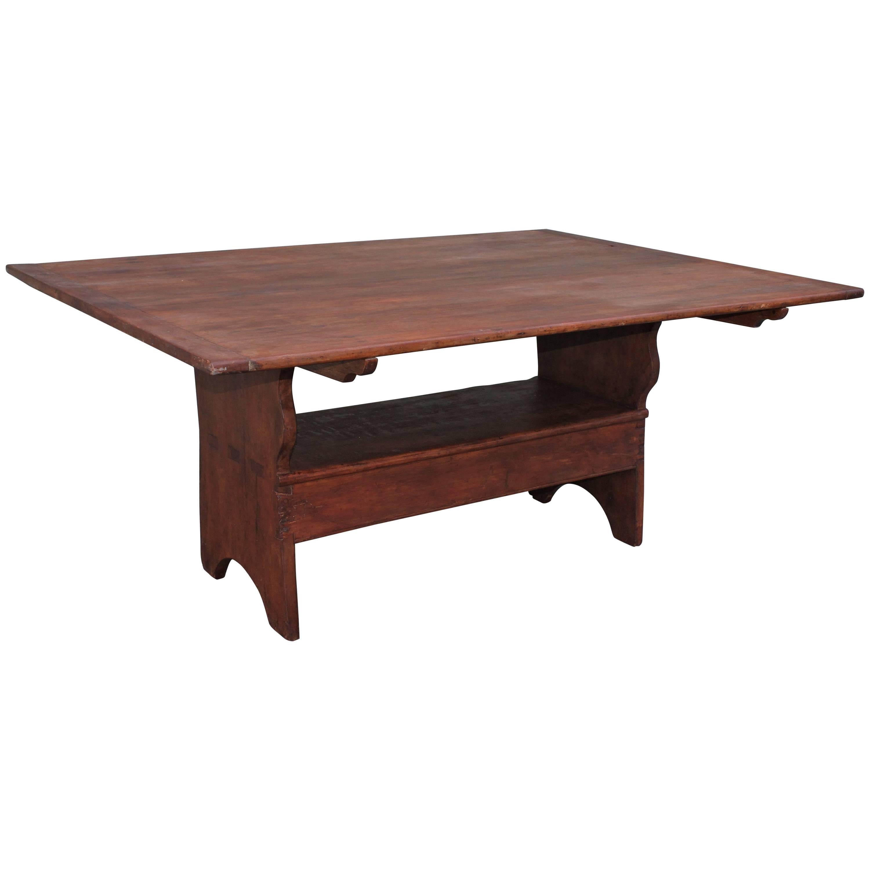 19th Century Farmhouse Harvest Table Monumental Top at 1stDibs