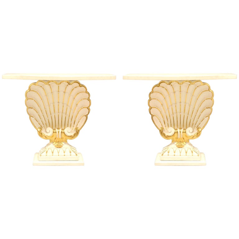 Pair of Mid-Century Sea Shell Console Tables (Manner of Groult) For ...