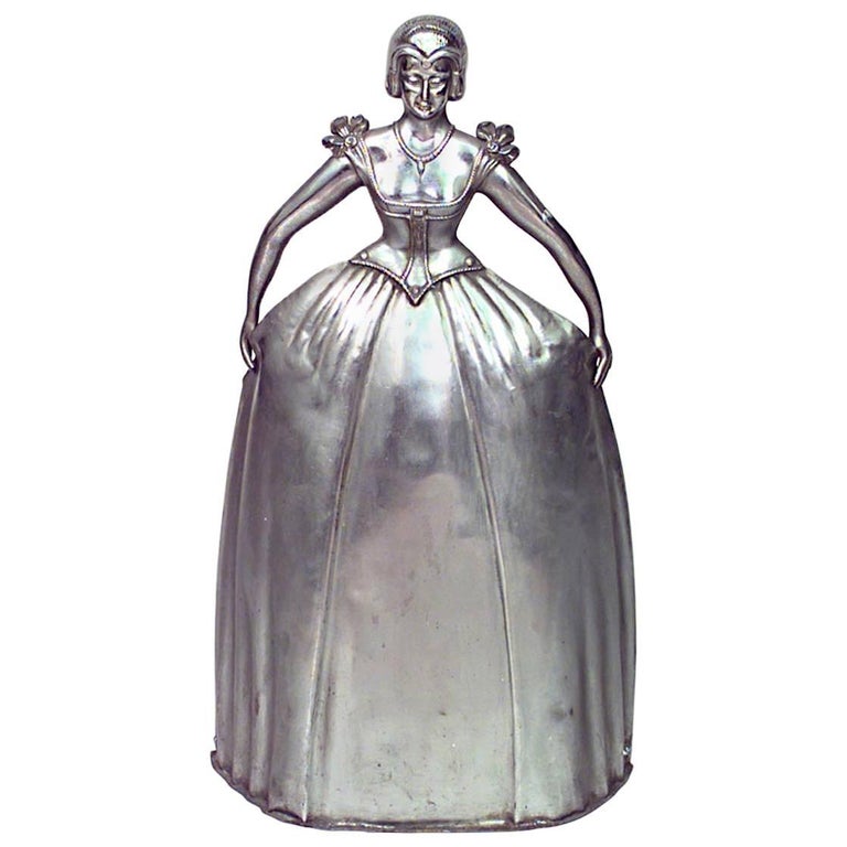 Art Deco Silver Plated Woman For Sale at 1stDibs