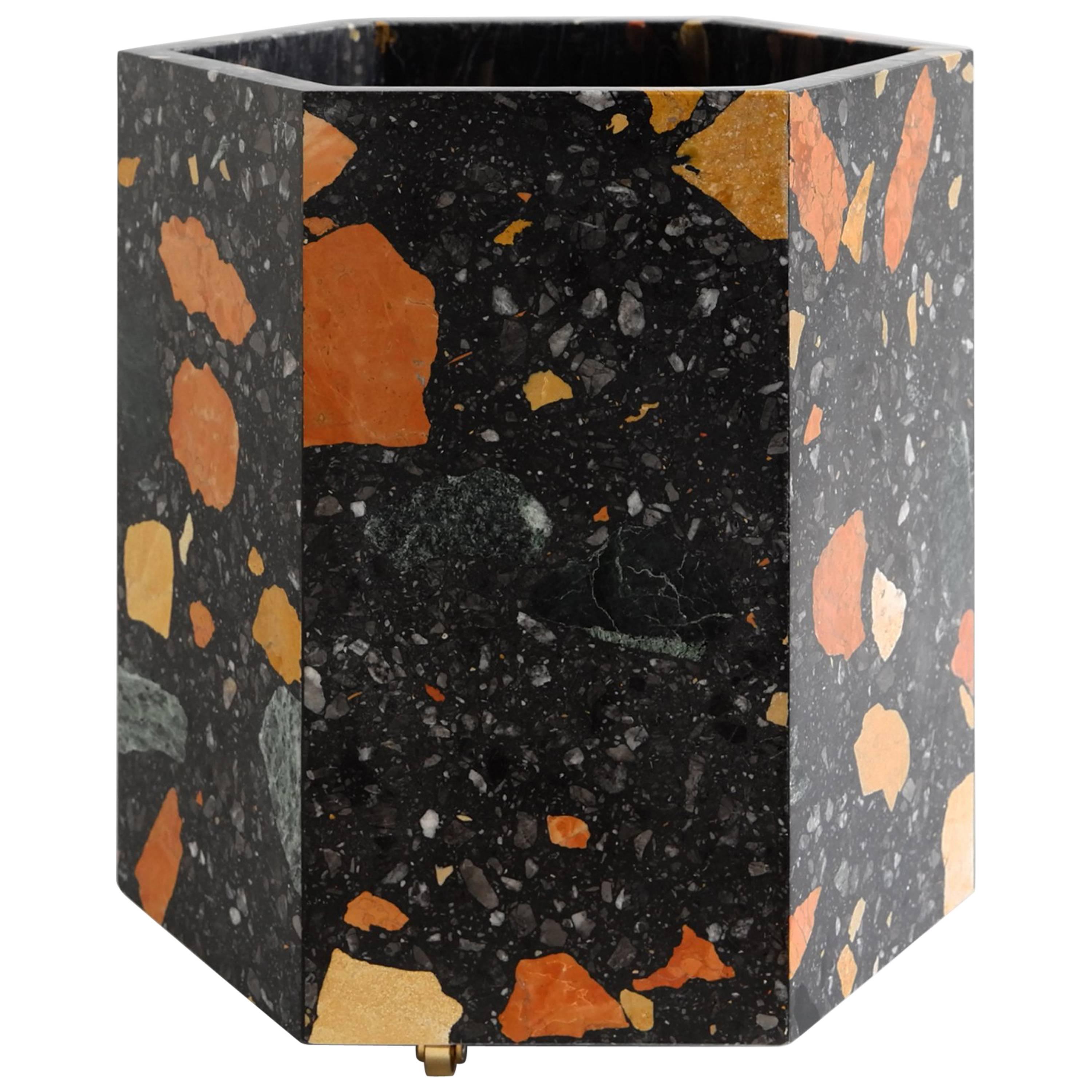 Contemporary Octagonal Black Marmoreal Stone Planter by Fort Standard ...