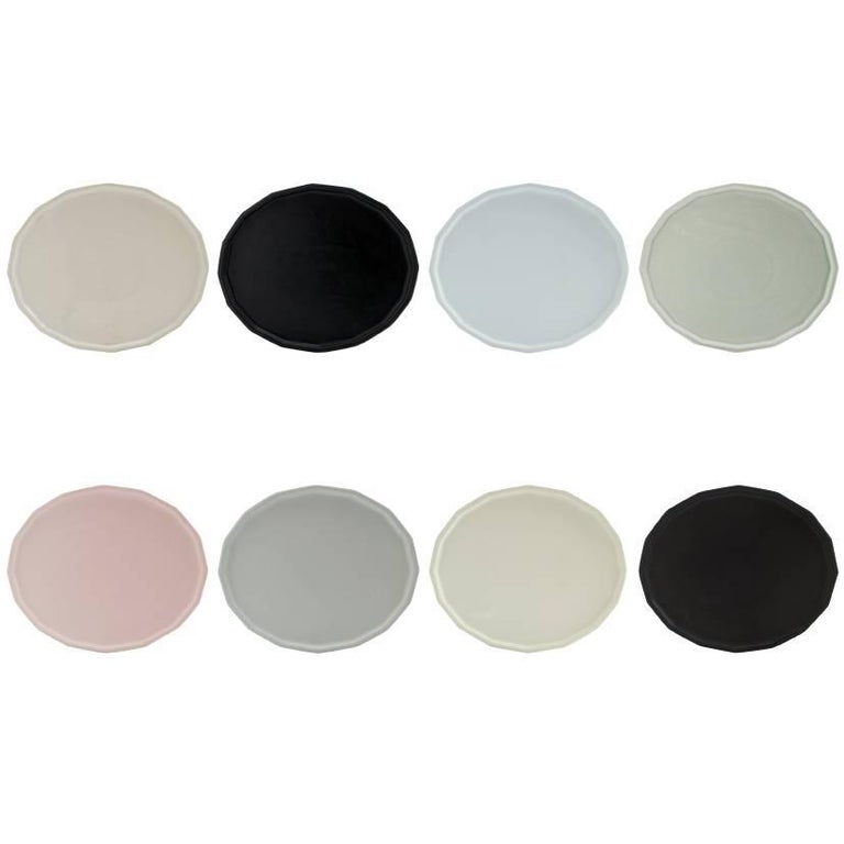 Dinner Plate Set of Eight Modern Contemporary Glazed Porcelain For Sale ...