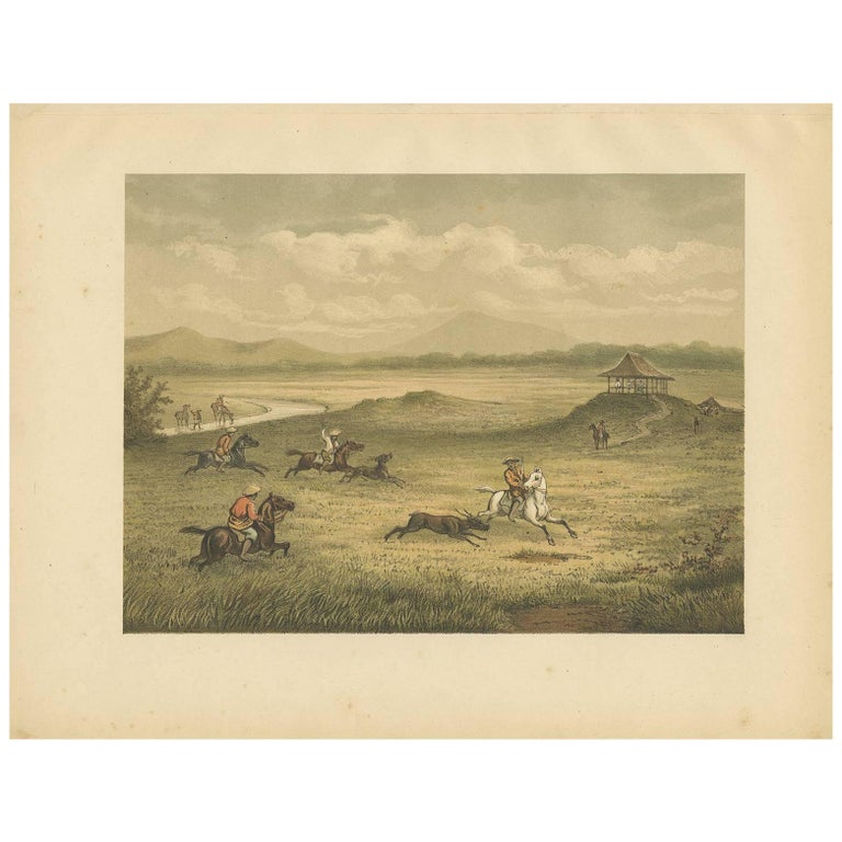 Antique Print of a Hunting Scene on Java by M.T.H. Perelaer, 1888 at ...