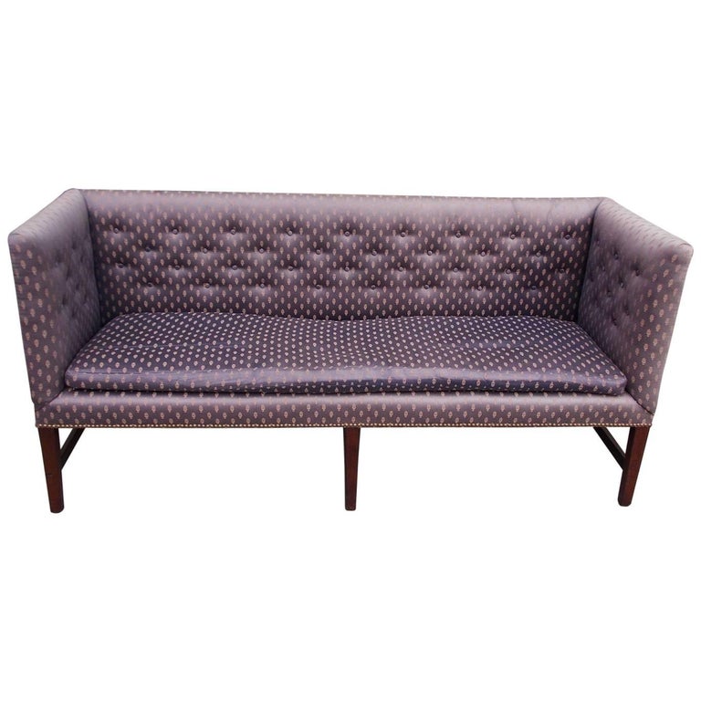 American Hepplewhite Mahogany Upholstered and String Inlaid Sofa, Circa ...