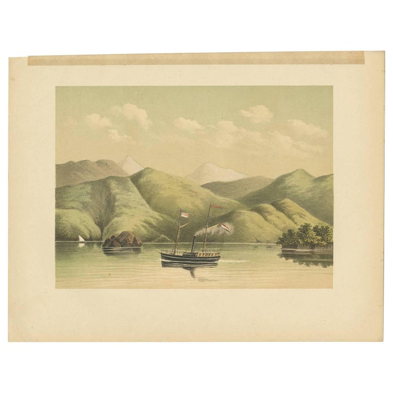 Antique Print of a Ship Near the Coast of Aceh (Atjeh) by M.T.H ...