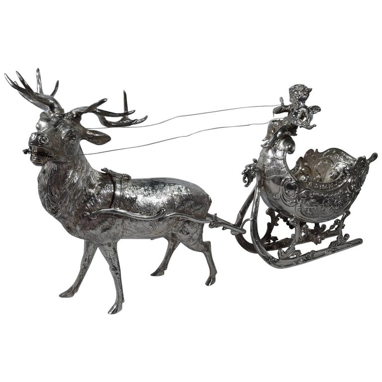 Large Antique German Silver Rococo Fantasy Centrepiece Sleigh For Sale ...