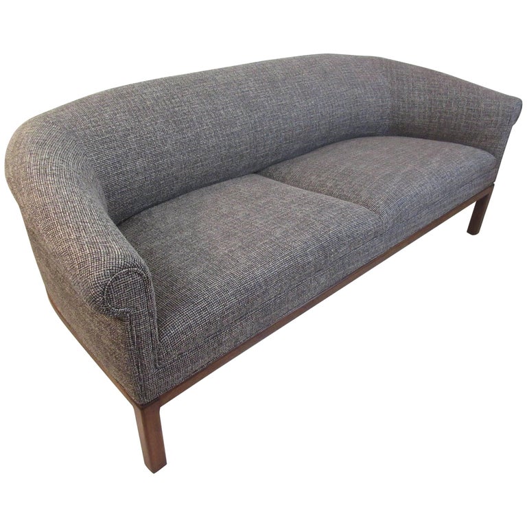 1970s Rolled Arm Sofa with Walnut Base at 1stdibs