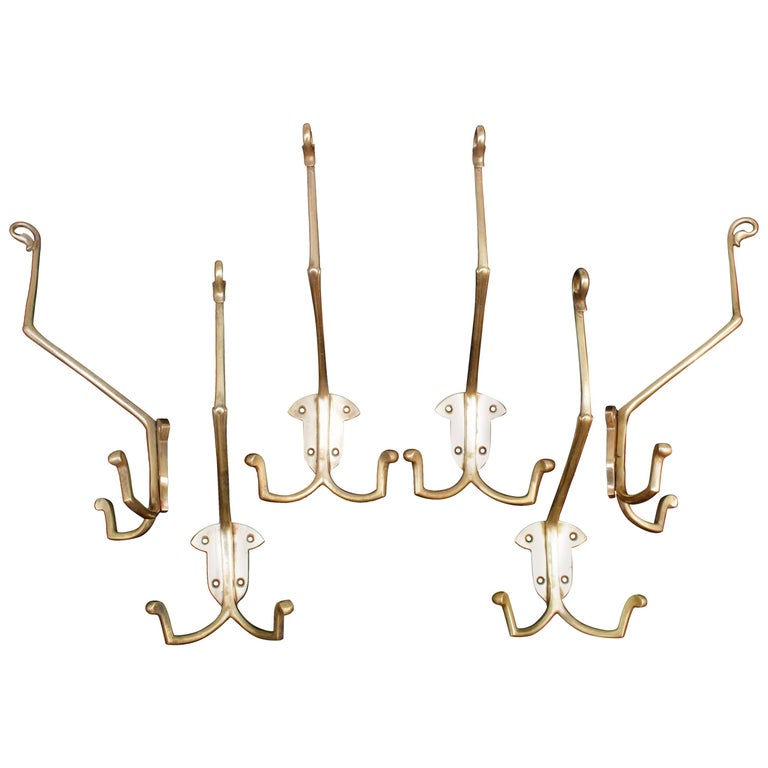 Set Of Six Brass Hooks In Brass For Sale At 1stdibs