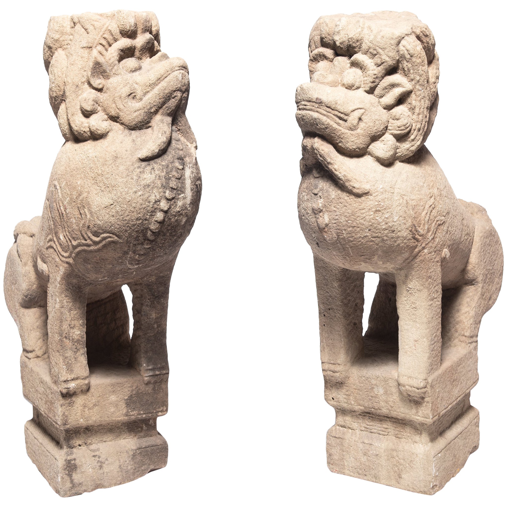Pair of Stone Chinese Guardian Foo / Fu Dogs at 1stDibs