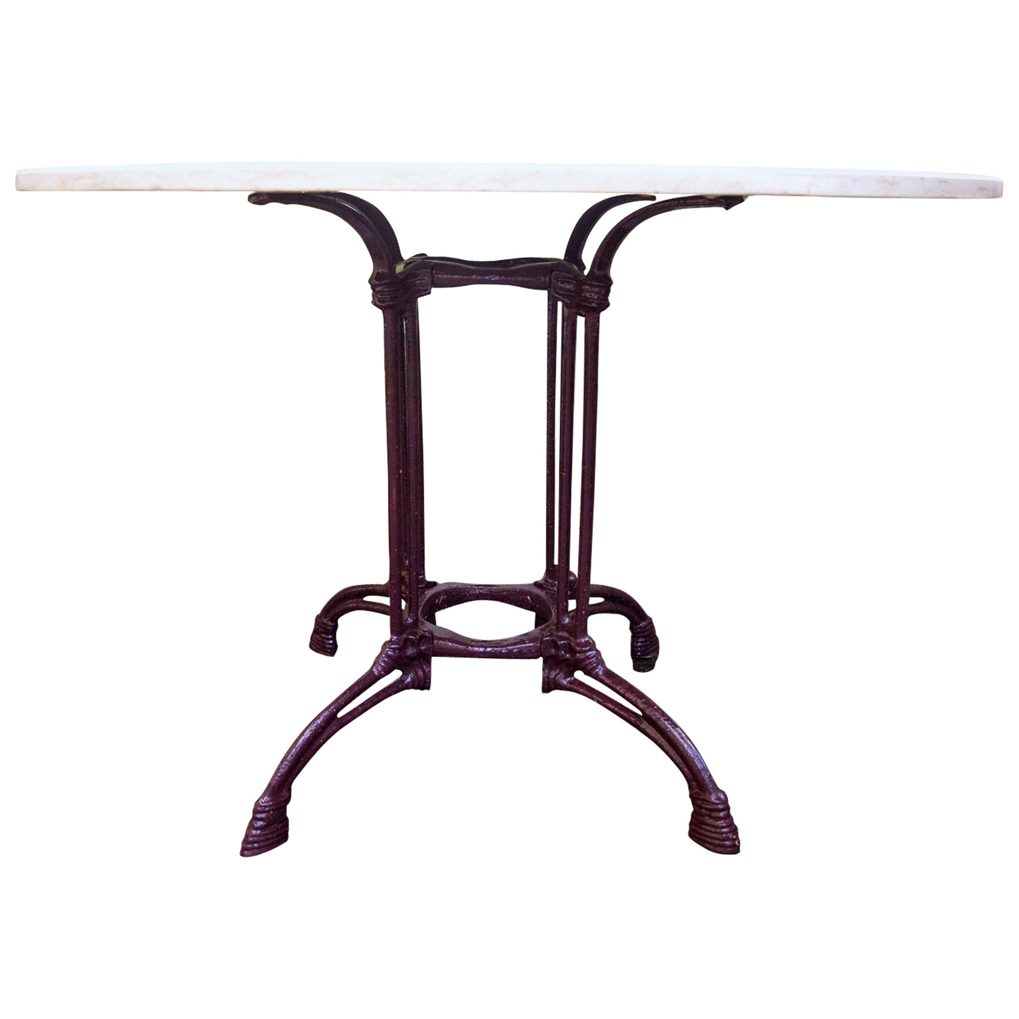 French Art Nouveau Cast Iron Table with Antique Marble Top For Sale at ...