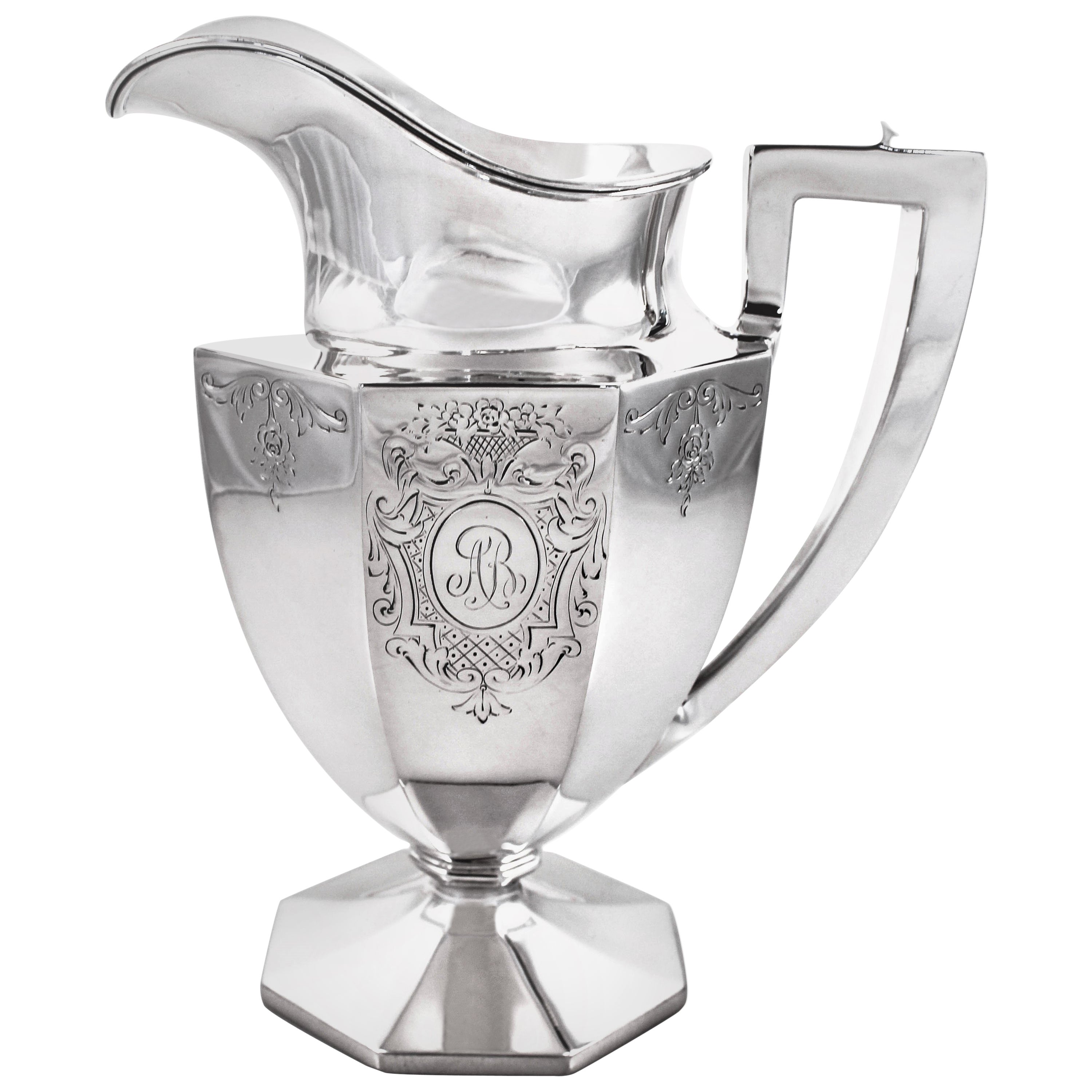 Aesthetic Mixed Metals Gorham Sterling Silver Water Pitcher Applied ...