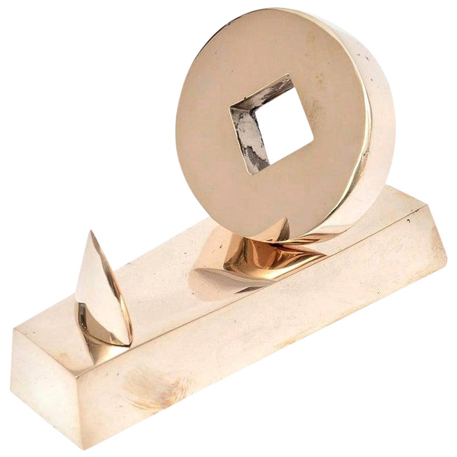 Graphic Abstract Geometric Bronze Sculpture For Sale at 1stDibs