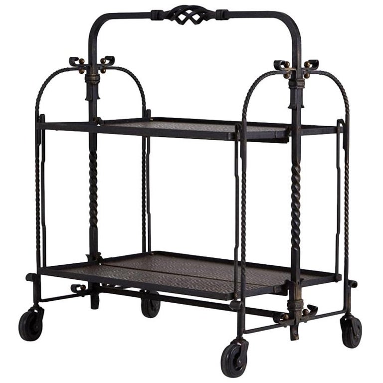 1950s French Wrought Iron and Brass Metamorphic Trolley For Sale at 1stDibs