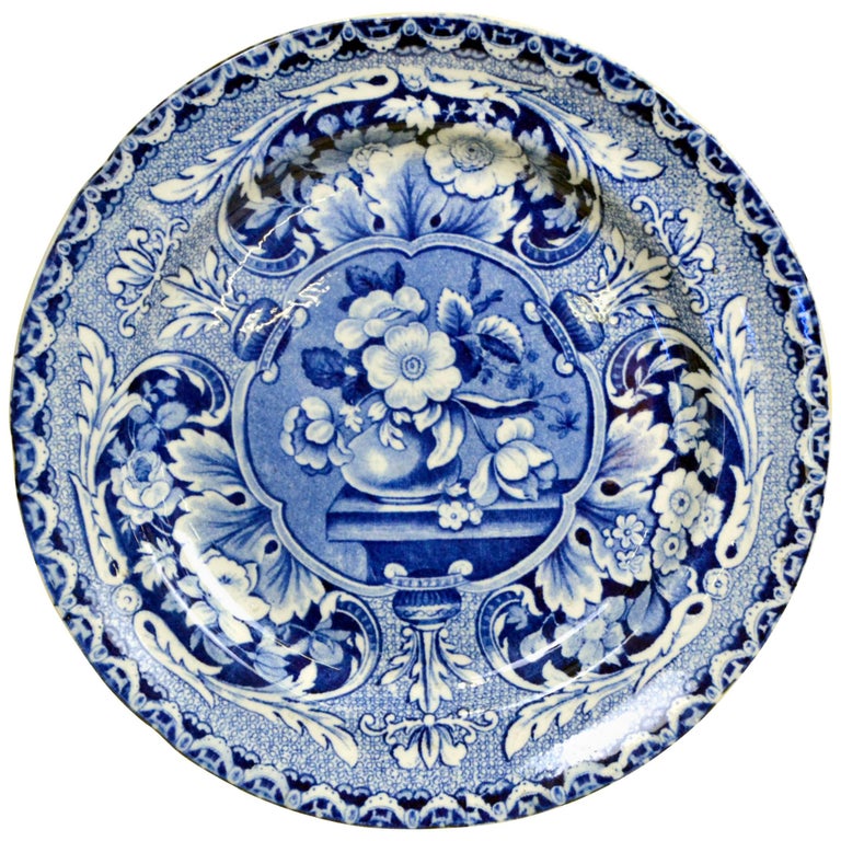 Antique Blue and White Dishes "Greekware" at 1stdibs