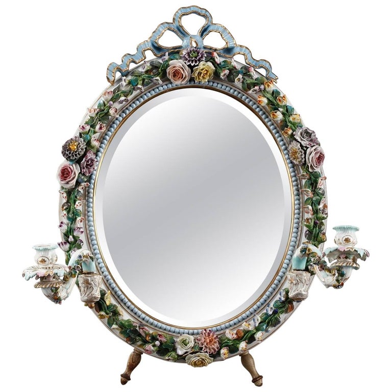 Meissen Porcelain Antique Mirror with Candleholders at 1stdibs