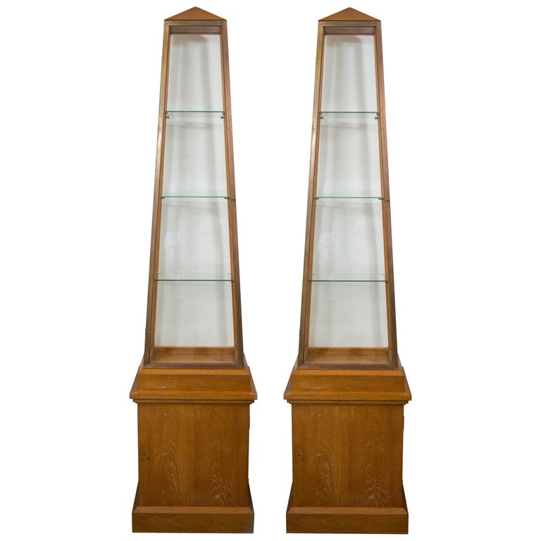 Pair of Obelisk Display Vitrines by Andre Arbus For Sale at 1stDibs