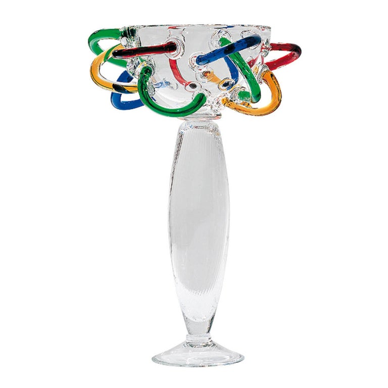 Olga Medium Glass Vase w/ Multicolored Detail by Borek Sipek for Driade ...