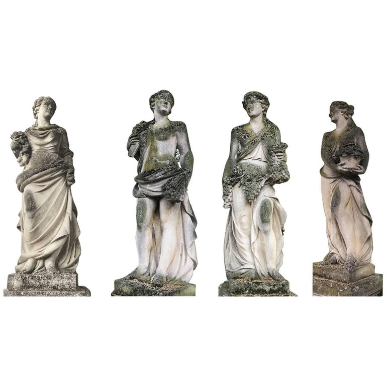 Lead Statues of The Four Elements, Earth, Wind, Fire, and Water, by J.P ...