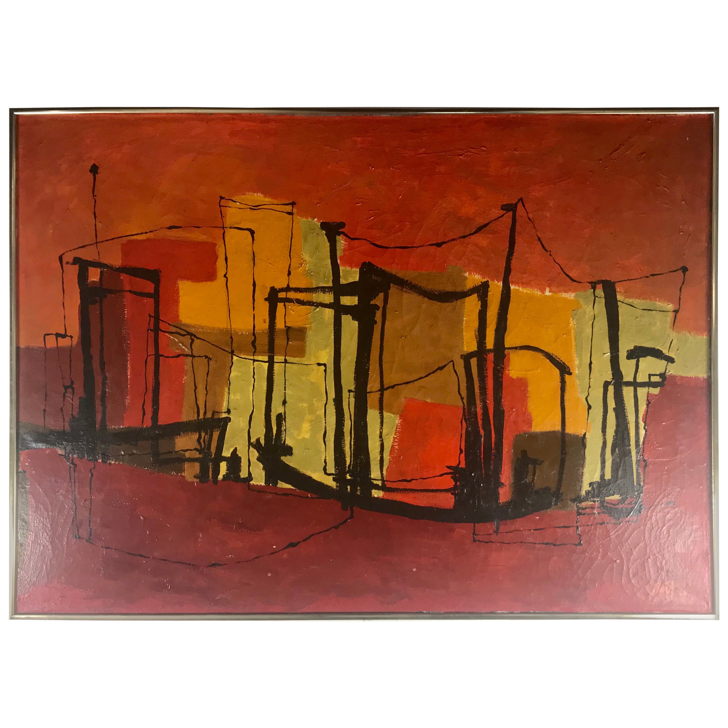 Emile Gerard Abstract Modernist Oil on Canvas Painting For Sale at 1stDibs