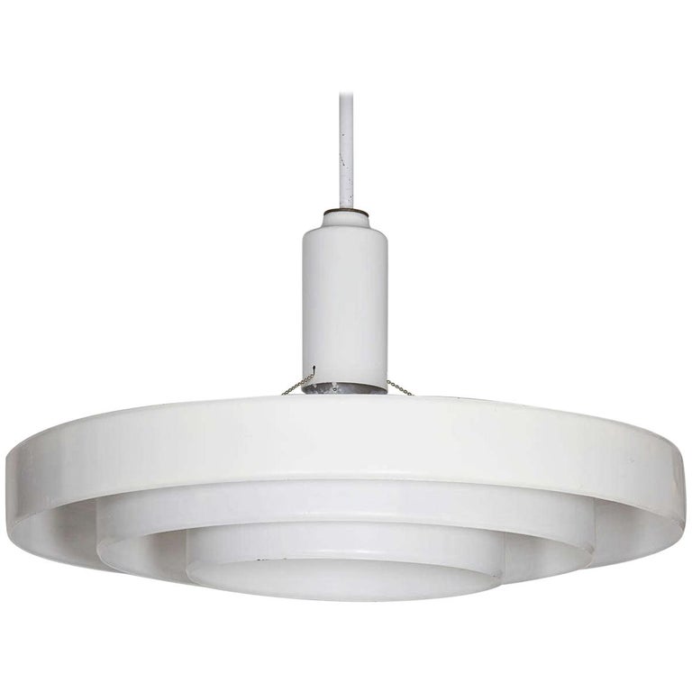 Prescolite Minimalist White Three-Tier Saucer Pendant Light Fixture For ...