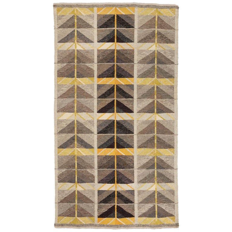 Vintage Scandinavian Modern Rug, Diagonals Carpet by Ingrid Dessau For ...