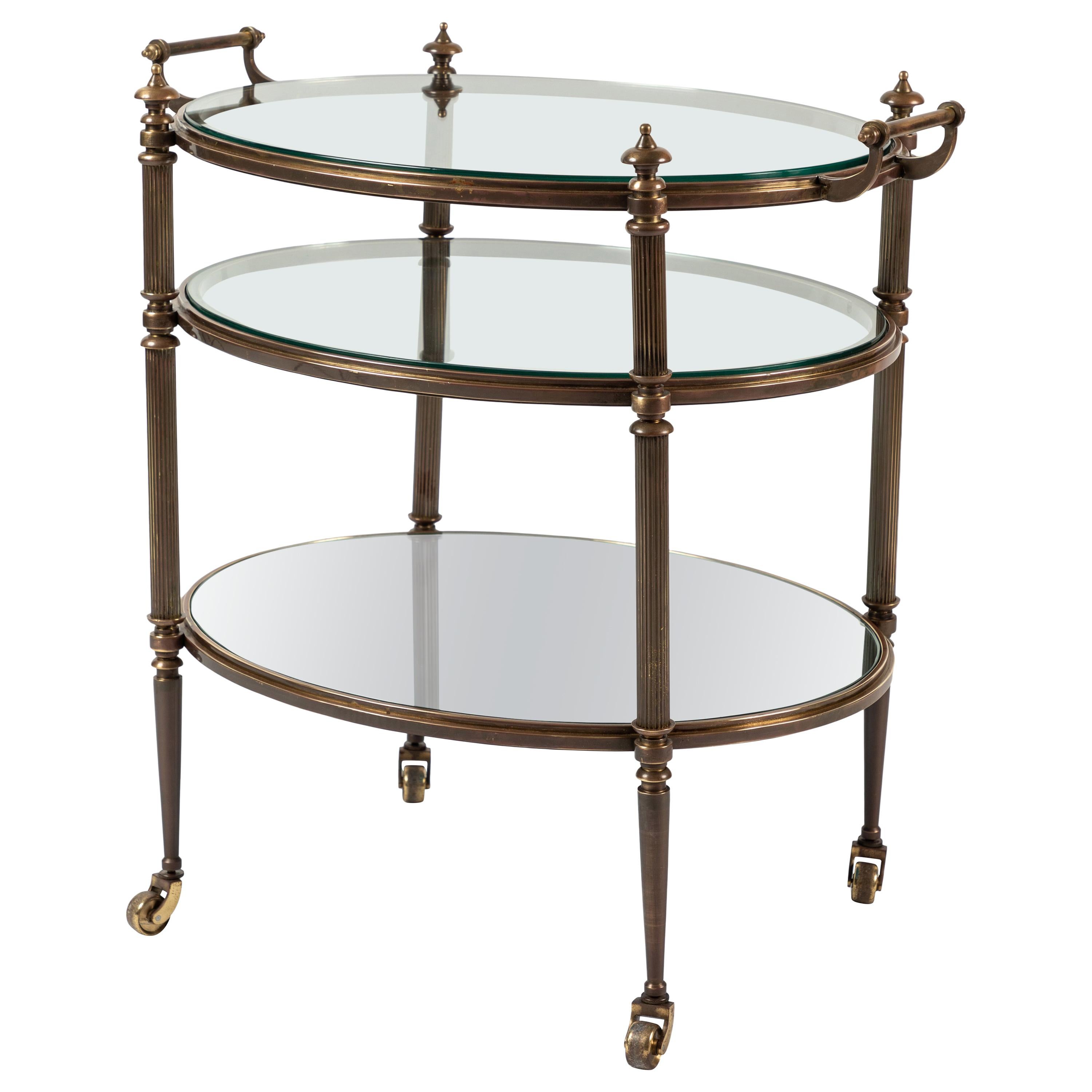 Three-Tier Brass and Glass Drinks Trolley at 1stDibs