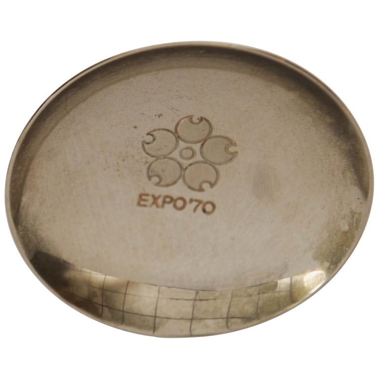 Elegant Silver Sake Cup made to commemorate the Osaka World Expo of ...